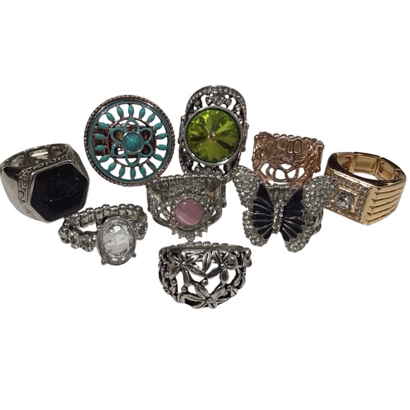 Jewelry | 9 Stretch Statement Ring Bundle Adjustable | Poshmark